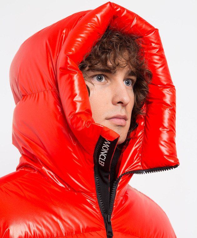 Moncler - Damavand red down jacket with a combination of matte and ...