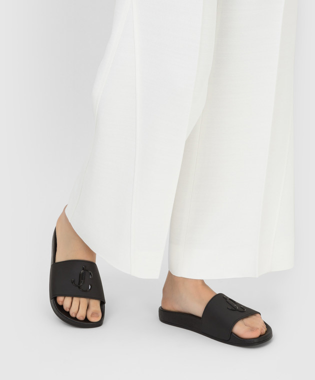 Jimmy Choo - Black Port/F Sliders with Emblem PORTFJCB - buy with ...
