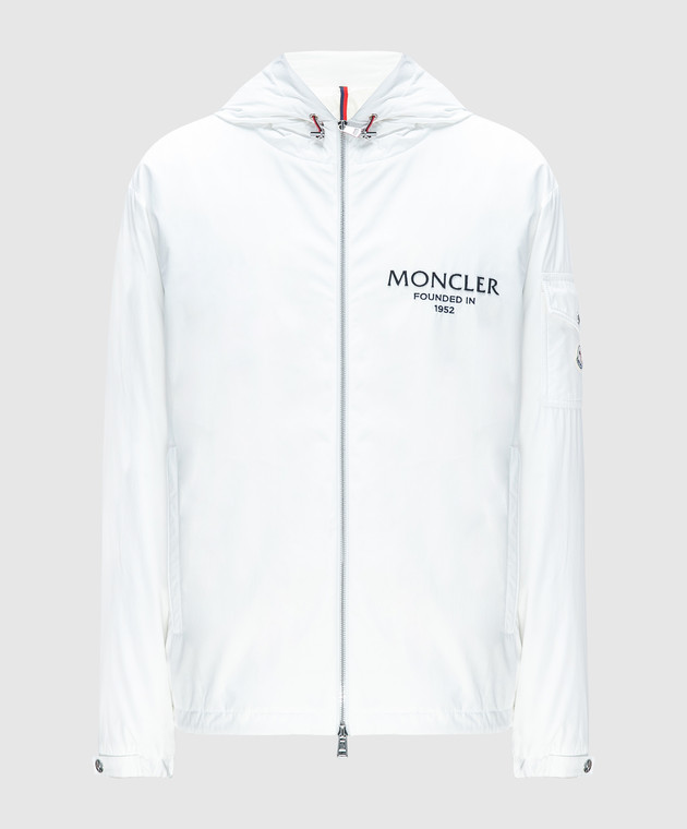 Moncler - White down jacket with textured logo 1A0002654A91 - shop with ...