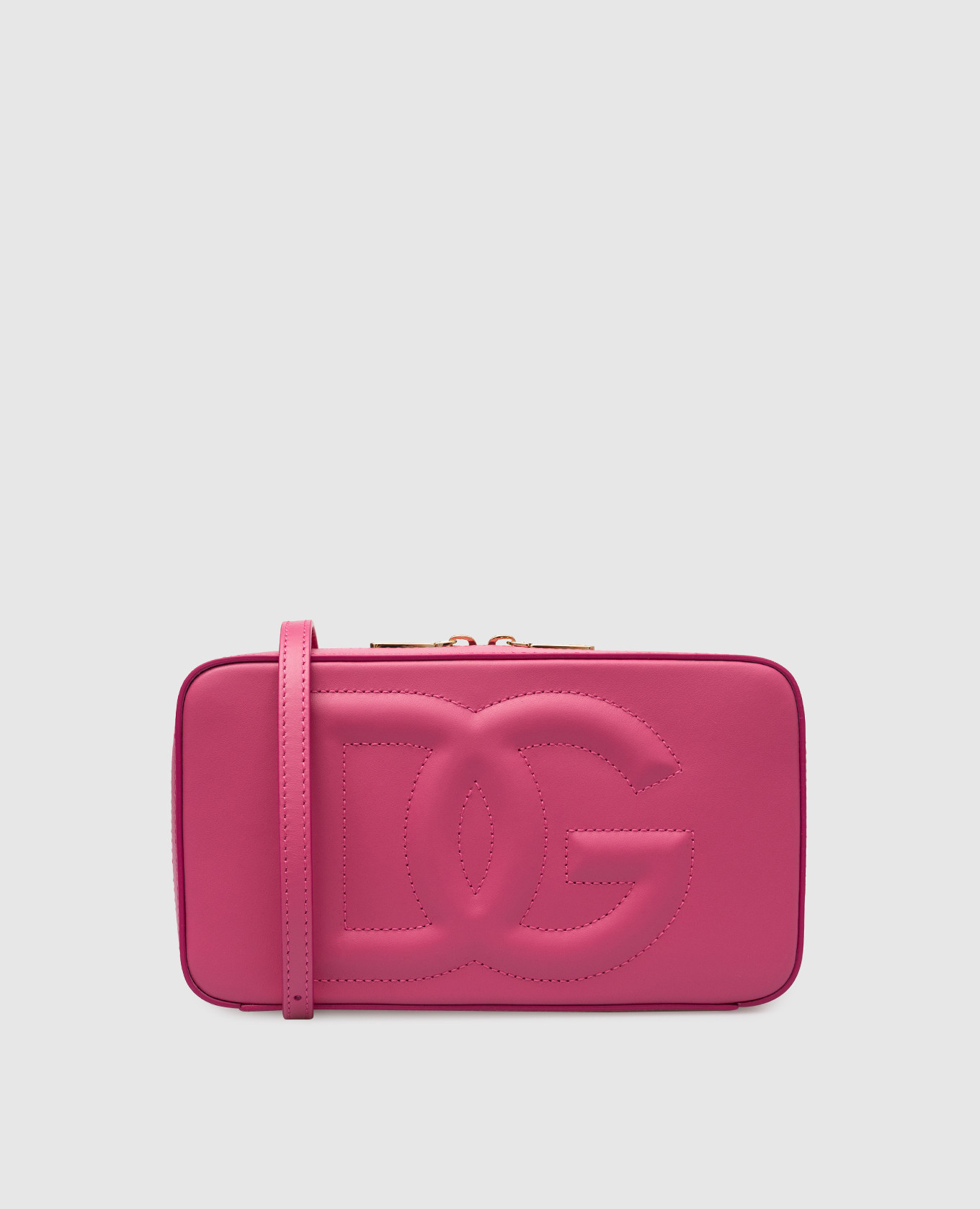 Dolce&Gabbana - DG Logo pink leather cross body bag with textured logo ...