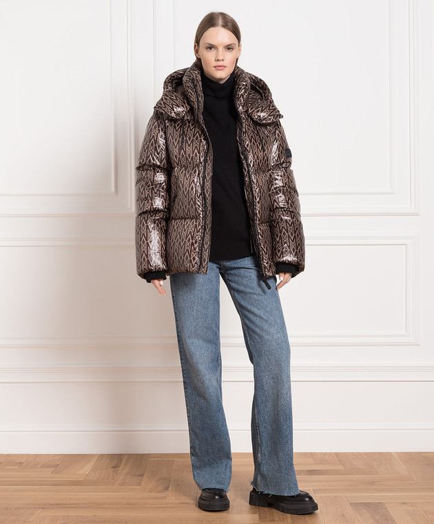 Mackage - KENT brown down jacket in monogram print KENTMG - shop with ...