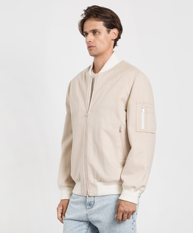 Brunello Cucinelli - Light beige cashmere bomber jacket Brunello Cucinelli - Light beige cashmere bomber jacket