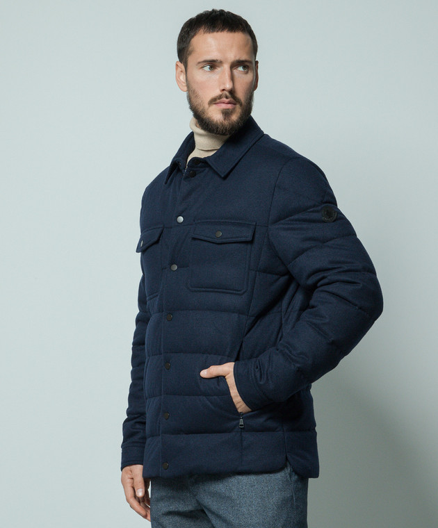 Moncler - Blue Todorka down jacket with logo 1A0008189A6J - shop with ...