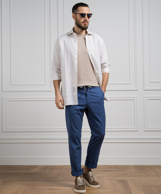 Marco Pescarolo - Caracciolo blue tapered trousers CARACCIOLO4908 ...