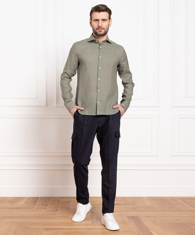Enrico Mandelli - Khaki linen shirt MAESTR5141 - shop with Czech ...